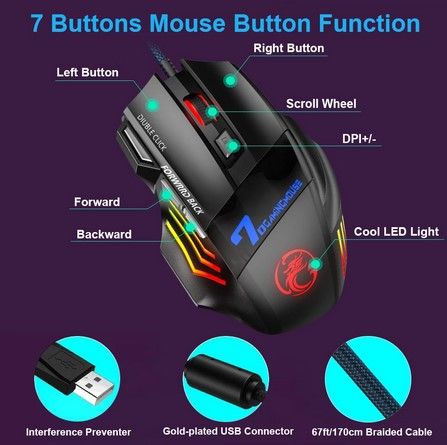 📢 Mouse Gamer RGB 7 botones