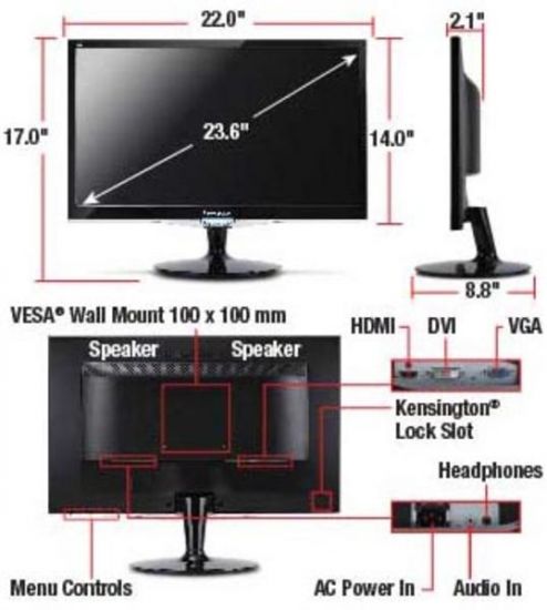 📢 MONITOR VIEW SONIC VX2452MH 24 PULG IPS FULLHD |DVI-D|VGA|HDMI /NEW ...