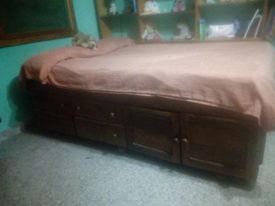 📢 CAMA 3/4 DE CEDRO CON COLCHON Y GAVETAS EN LA BASE