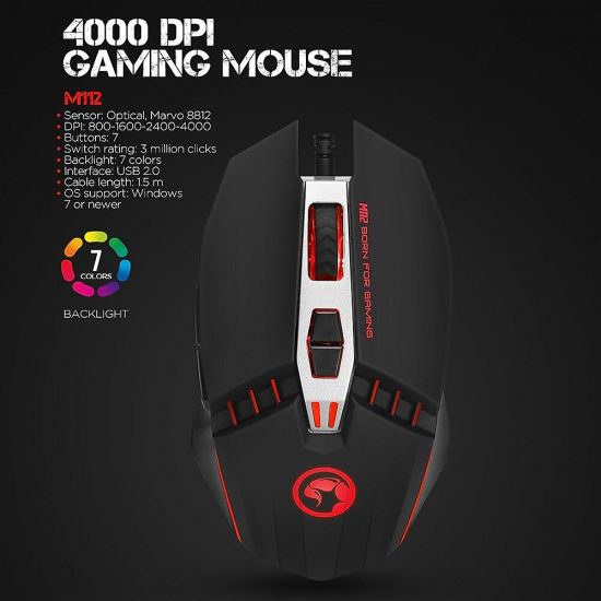 📢 Mouse Gamer Marvo Scorpion M112 (4000 DPI) Programable!!! -NEW- 53898337