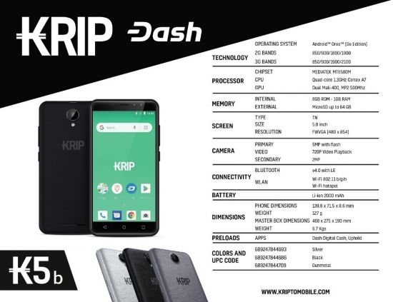 📢 59397456 KRIP K5B 1GB DE RAM+8GB INTERNOS+3G/4G+DUAL SIM